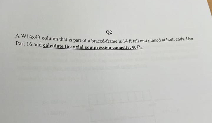 Solved Q2A W14\times 43 ﻿column that is part of a | Chegg.com
