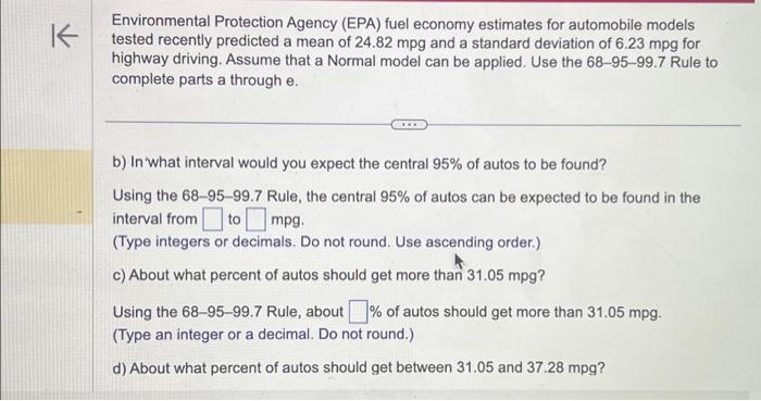 Solved Environmental Protection Agency (EPA) fuel economy | Chegg.com