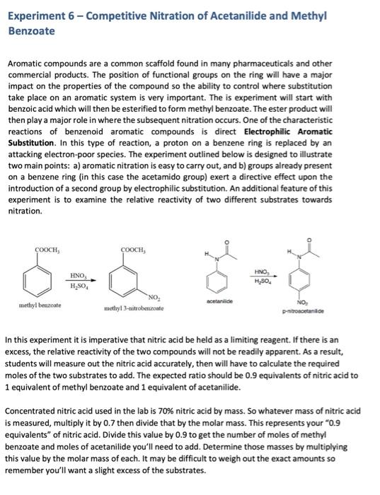 Solved Experiment 6-Competitive Nitration of Acetanilide and | Chegg.com