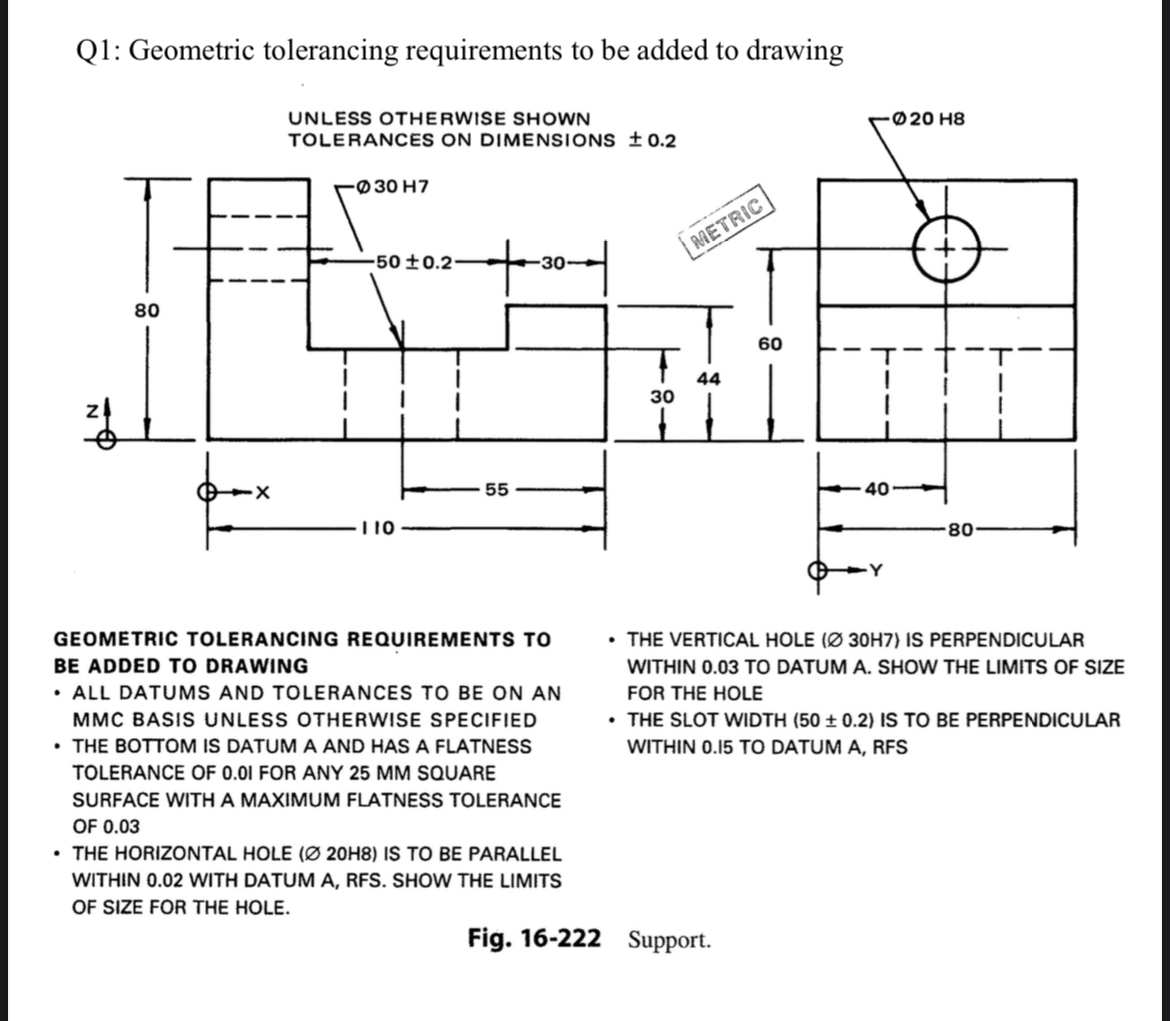 Q1: Geometric tolerancing requirements to be added to | Chegg.com