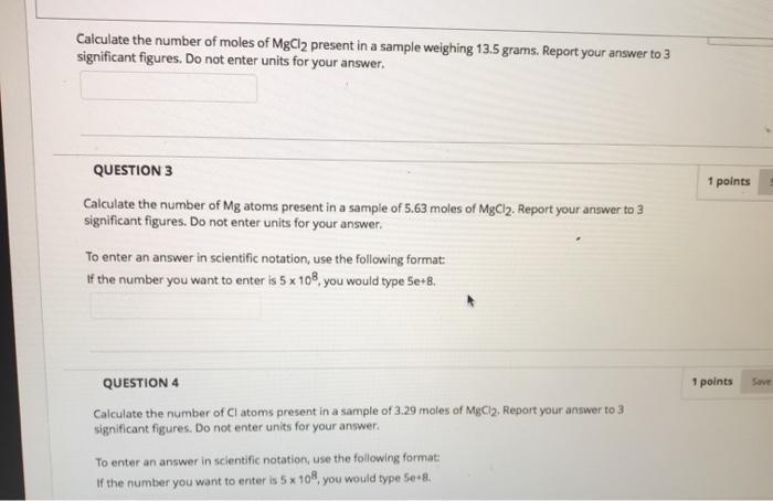 Solved Calculate the number of moles of MgCl2 present in a | Chegg.com