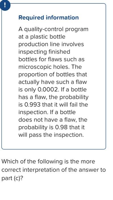 Solved ! Required information A quality-control program at a | Chegg.com