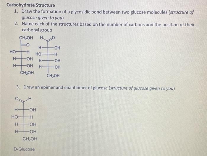 Solved Carbohydrate Structure 1. Draw the formation of a | Chegg.com
