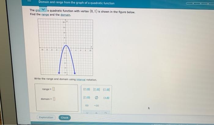 Solved - Domain and range from the graph of a quadratic | Chegg.com