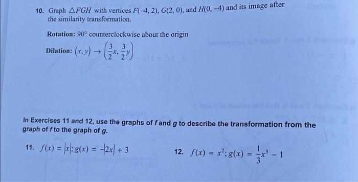 10. Graph FGH with vertices F(−4,2),G(2,0), and | Chegg.com