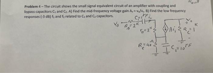 Solved Problem 4 - The circuit shows the small signal | Chegg.com