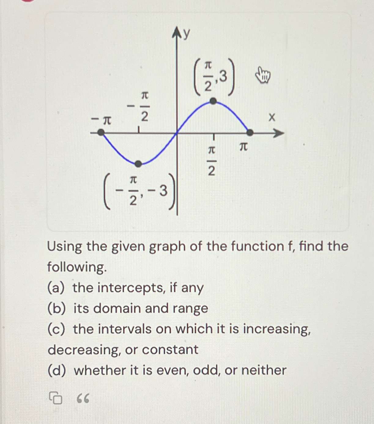 Solved Using the given graph of the function f, ﻿find the | Chegg.com