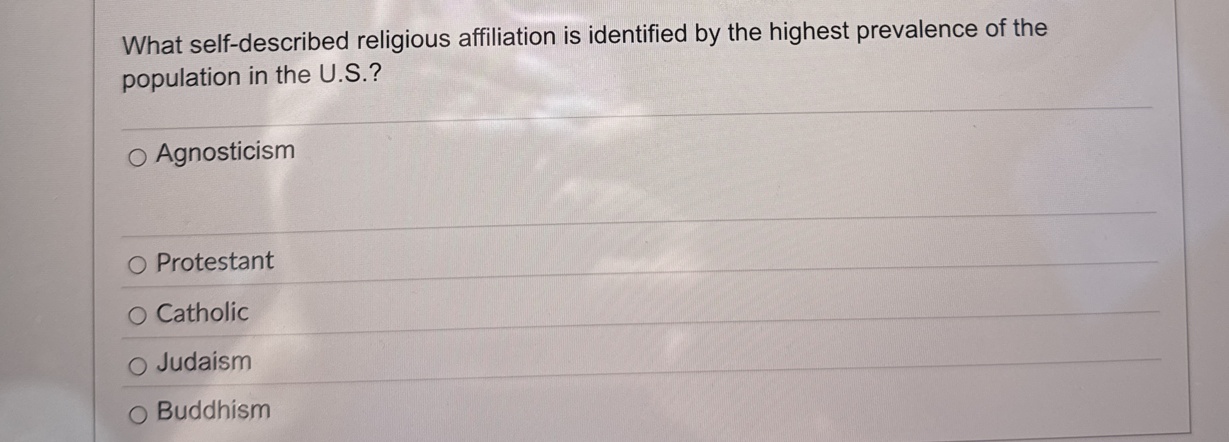 Solved What self-described religious affiliation is | Chegg.com