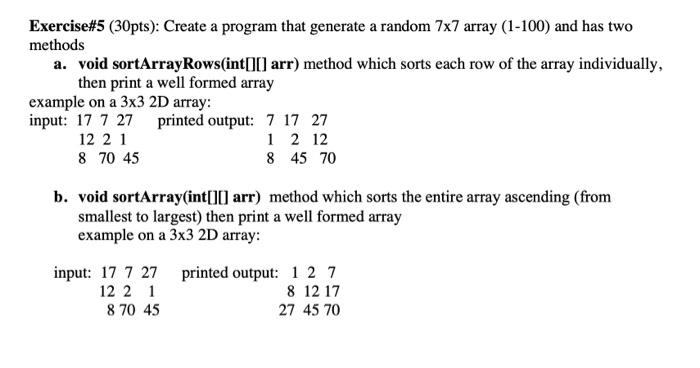 Solved Exercise#5 (30pts): Create a program that generate a | Chegg.com