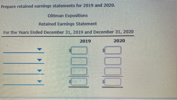 Solved retained earnings statement dittman expositions has | Chegg.com
