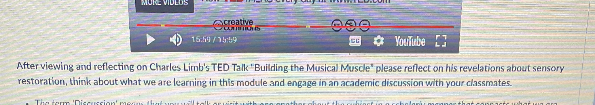 Solved After viewing and reflecting on Charles Limb's TED | Chegg.com