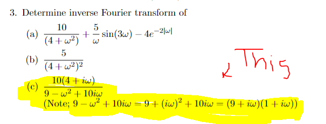 Solved Determine Inverse Fourier Transform