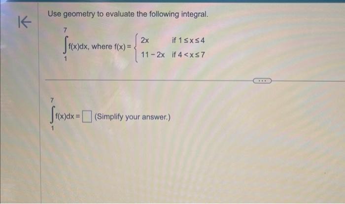 Solved Use geometry to evaluate the following integral. | Chegg.com