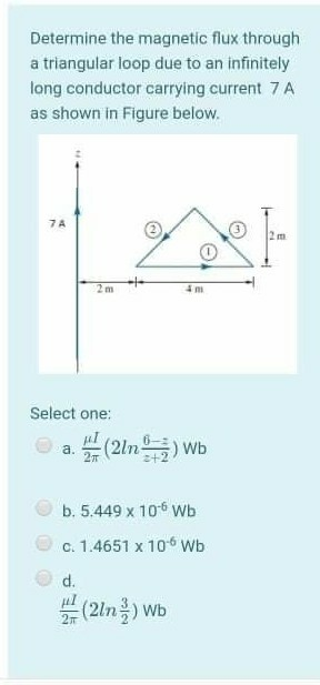 Solved Determine the magnetic flux through a triangular loop | Chegg.com