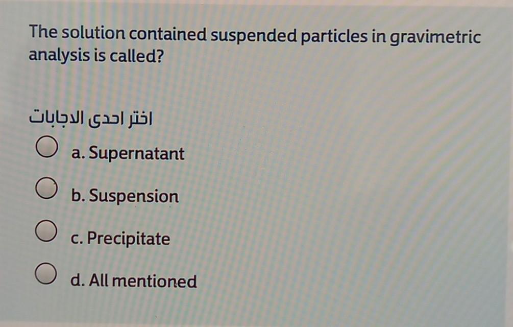 Solved The solution contained suspended particles in | Chegg.com