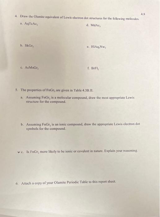 Solved Questions *1. Based on your Olamite Periodic Table, | Chegg.com