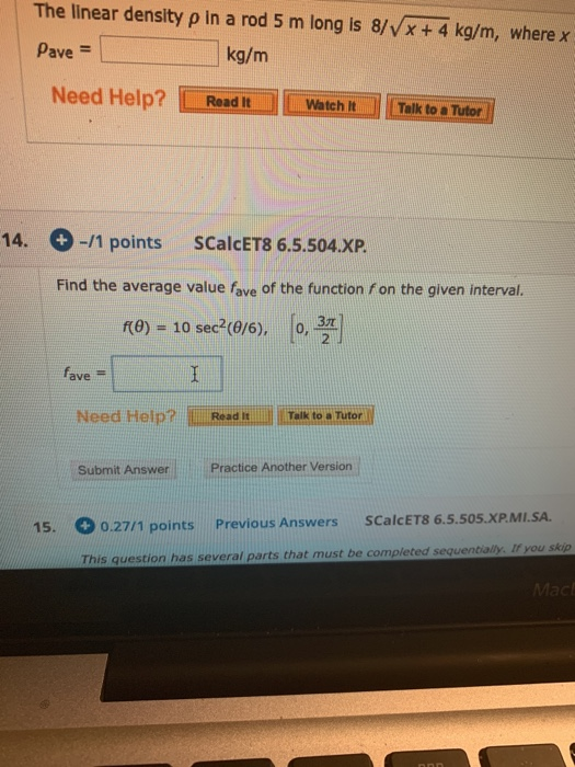 Solved + 0.34/1 points Previous Answers ScalcET8 6.5.508.XP. | Chegg.com