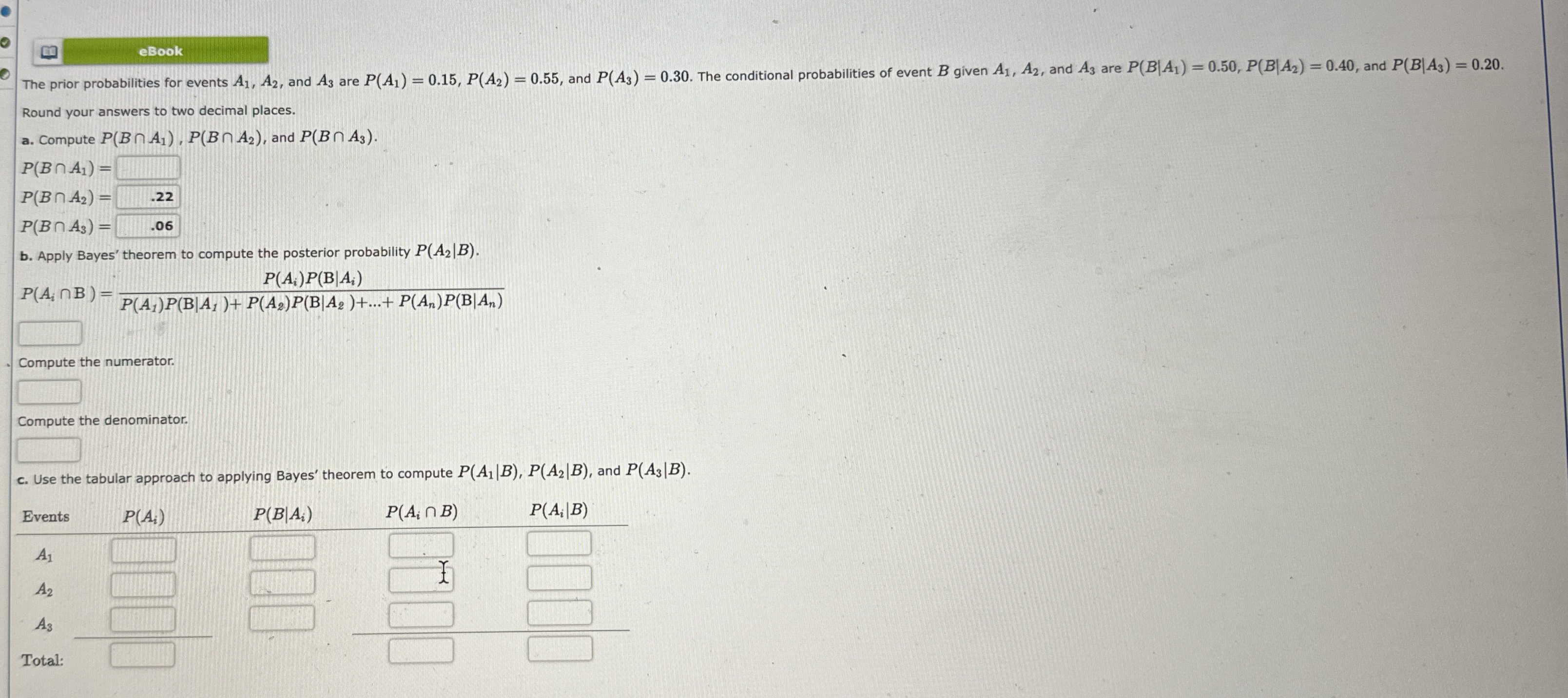 Solved The prior probabilities for events A1,A2, ﻿and A3 | Chegg.com