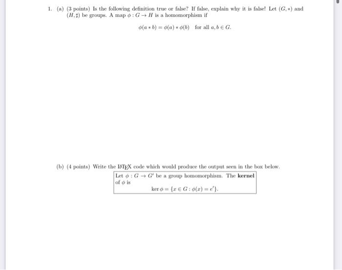 Solved 1. (a) (3 points) Is the following definition true or | Chegg.com