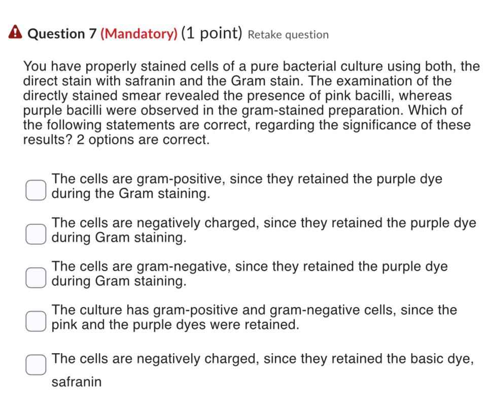 Solved Question 7 (Mandatory) (1 ﻿point) ﻿Retake questionYou | Chegg.com