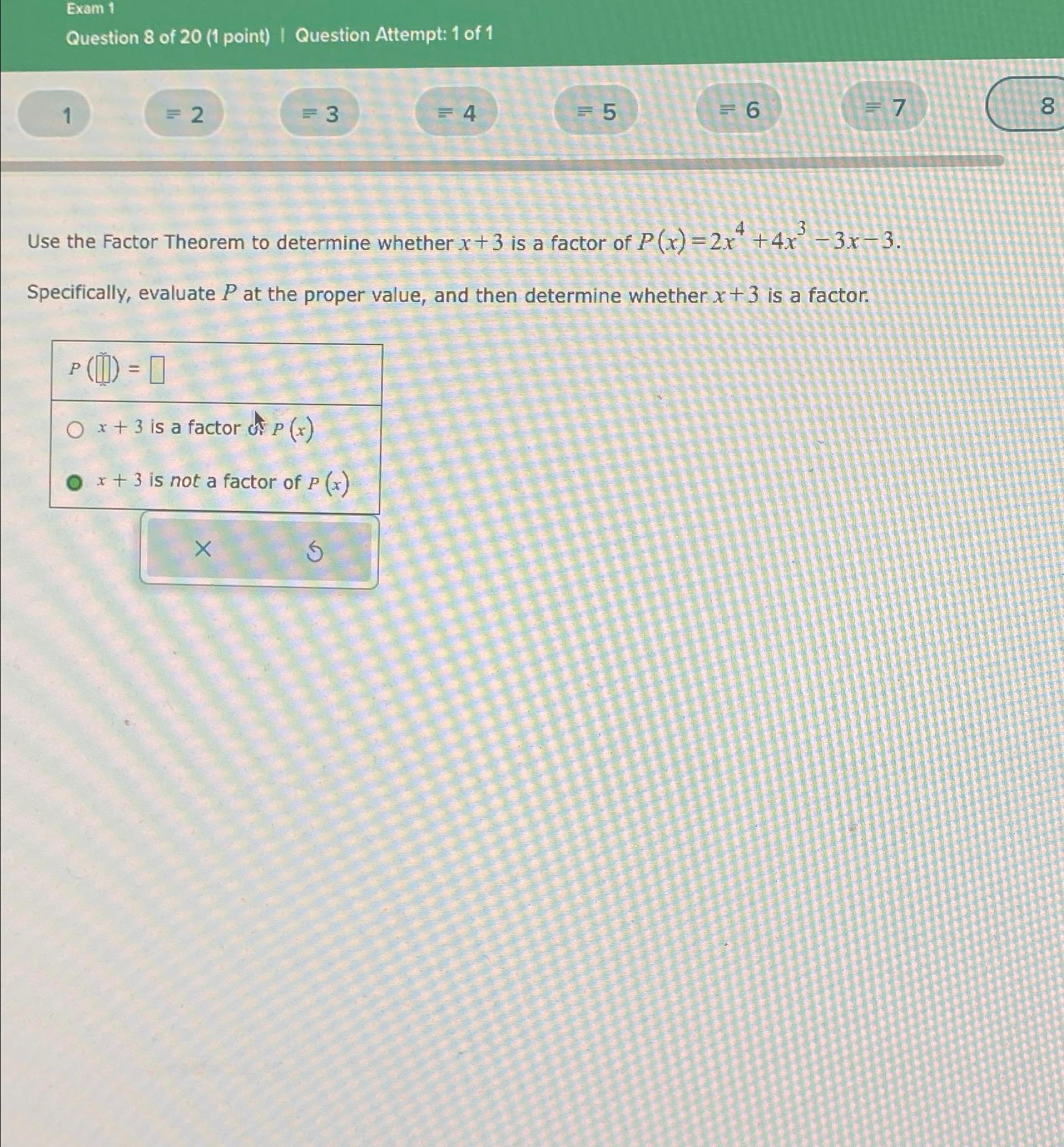 Solved Exam 1Question 8 of 20 (1 point) | Question | Chegg.com Solved Exam 1Question 8 of 20 (1 point) | Question | Chegg.com