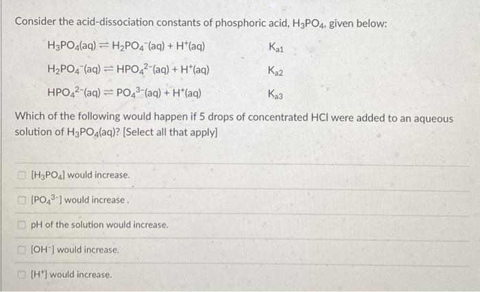 Solved Consider the acid-dissociation constants of | Chegg.com