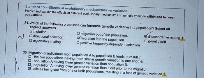 Solved Standard 15 - Effects of evolutionary mechanisms on | Chegg.com