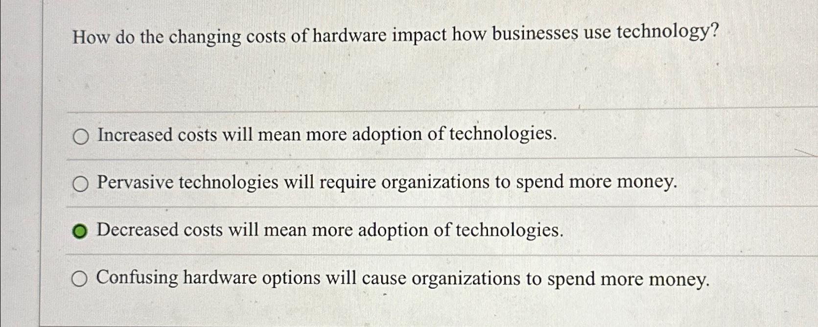 Solved How do the changing costs of hardware impact how | Chegg.com