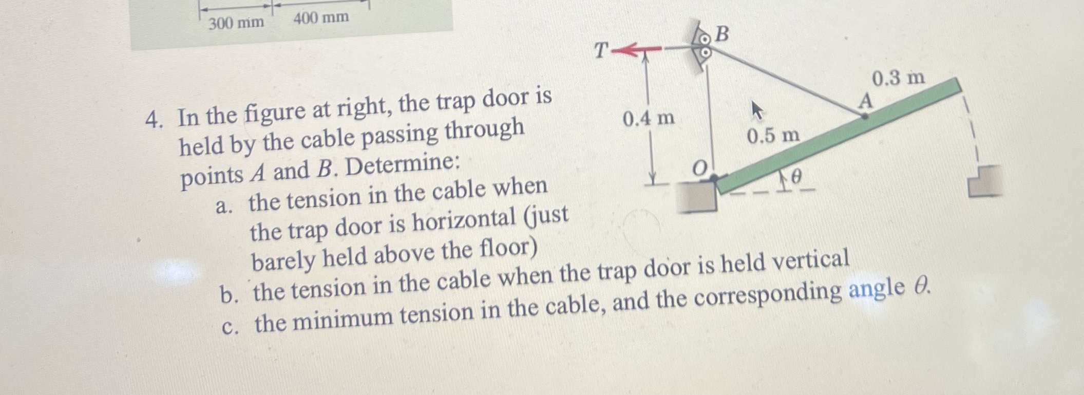 Solved In the figure at right, the trap door isheld by the | Chegg.com