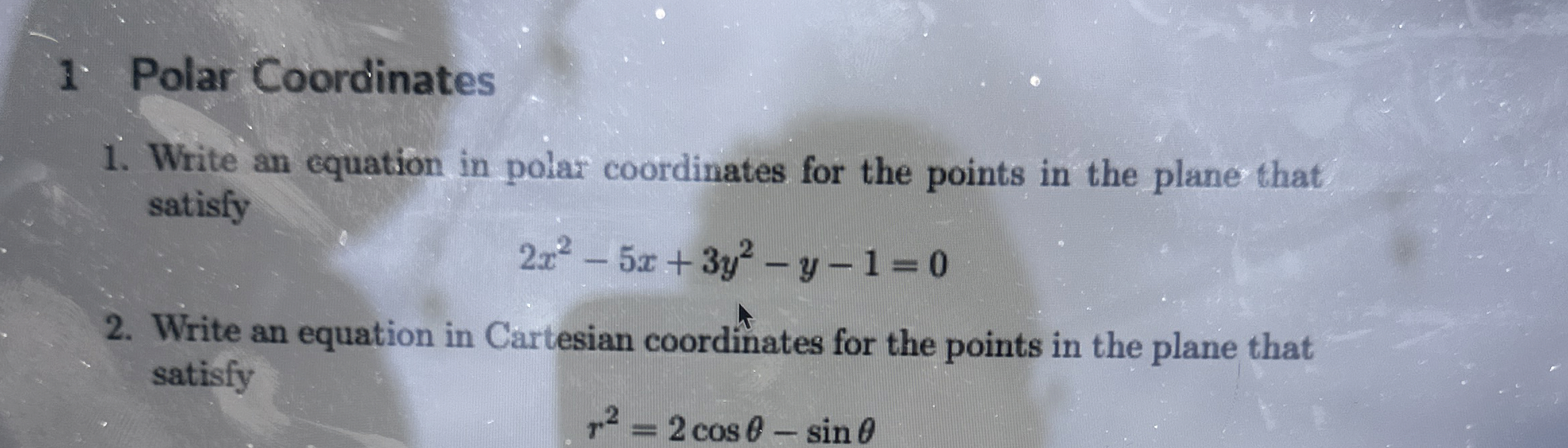 Solved Polar Coordinateswrite An Cquation In Polar