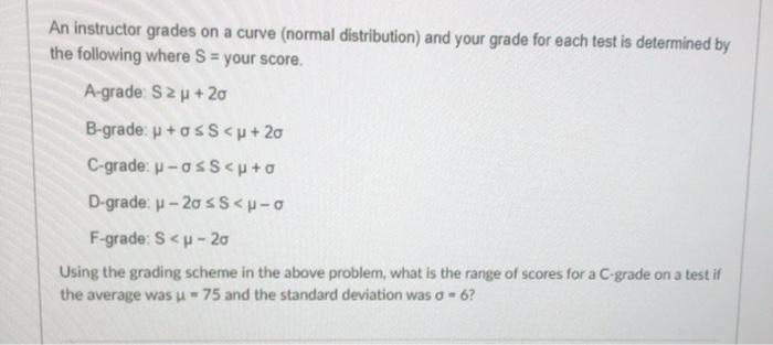 Solved An instructor grades on a curve (normal distribution) | Chegg.com