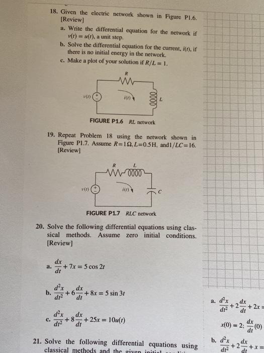 Solved 18. Given the electric network shown in Figure P1.6. | Chegg.com