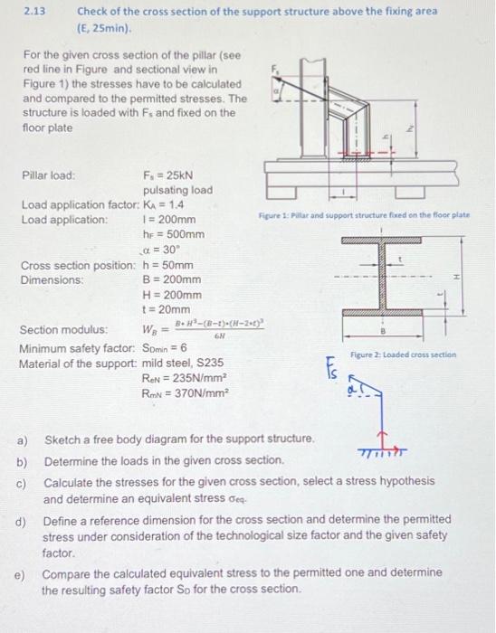 Solved 2.13 For the given cross section of the pillar (see | Chegg.com