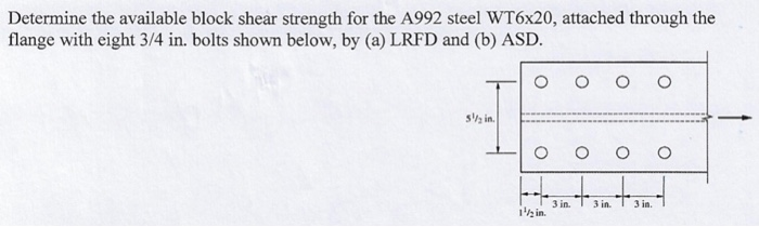 Solved Determine the available block shear strength for the | Chegg.com