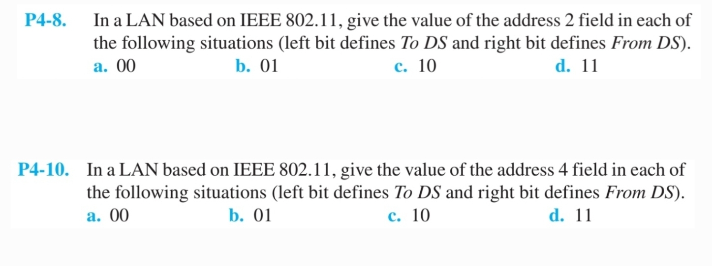Solved P4-8. ﻿In a LAN based on IEEE 802.11, ﻿give the value | Chegg.com
