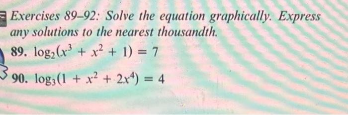 Solved Exercises 89-92: Solve the equation graphically. | Chegg.com