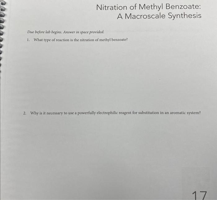 Solved Nitration of Methyl Benzoate: A Macroscale Synthesis | Chegg.com