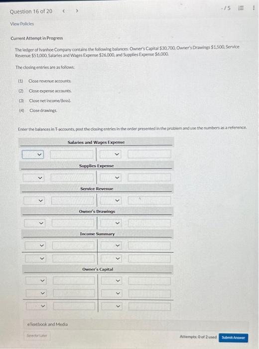 Solved Current Attempt in Progress The ledger of Namhoe | Chegg.com
