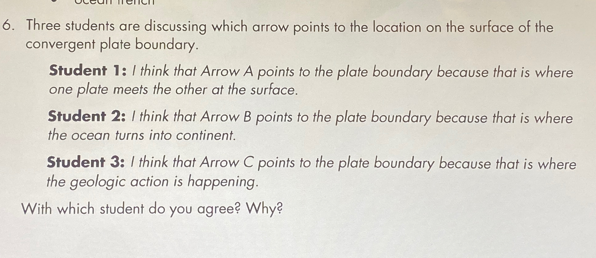Three students are discussing which arrow points to | Chegg.com