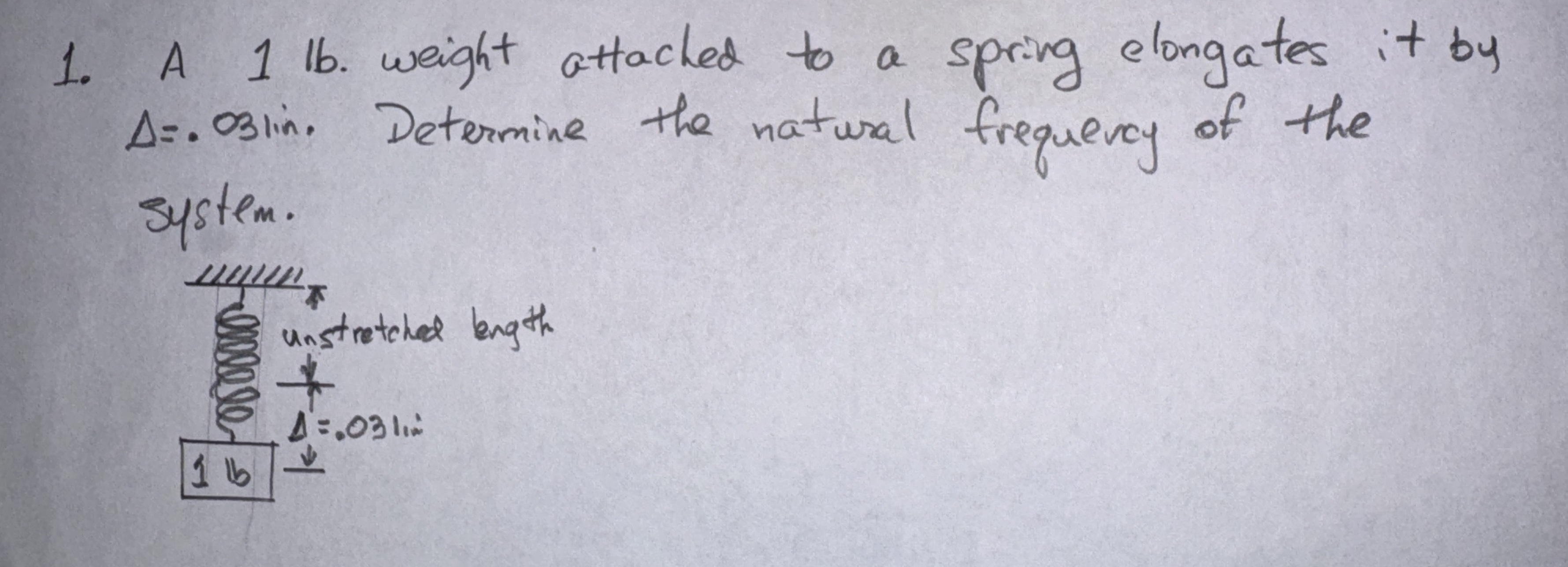 Solved HELP!!A 1 ﻿lb weight attacHed to a spring elongates | Chegg.com