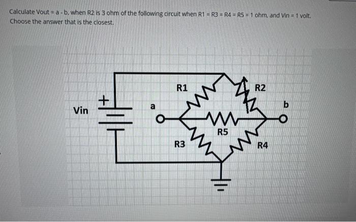 Solved Calculate vout =a−b, when R2 is 3 ohm of the | Chegg.com