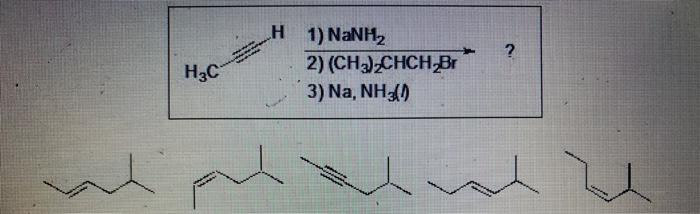 Solved ? H2C H 1) NaNH2 2)(CH3)2CHCH BI 3) Na, NH3) | Chegg.com