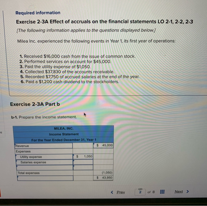 Solved Required information Exercise 2-3A Effect of accruals | Chegg.com