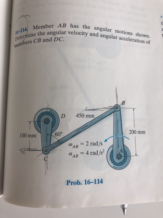 Solved 114 Member AB has + AB has the angular motions shown. | Chegg.com