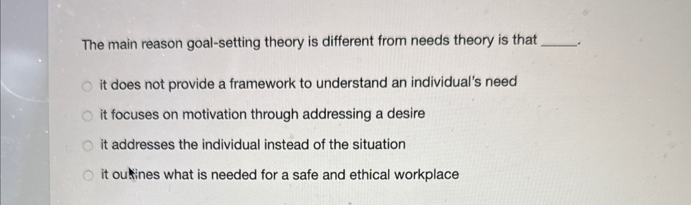 Solved The main reason goal-setting theory is different from | Chegg.com