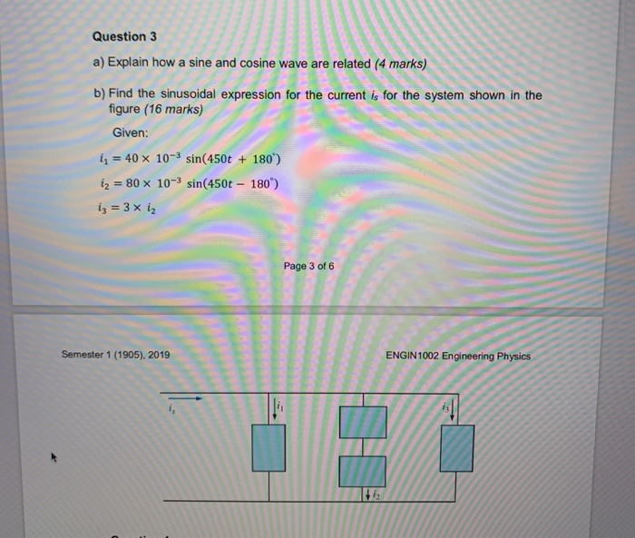 Solved b) Find the sinusoidal expression for the current is | Chegg.com
