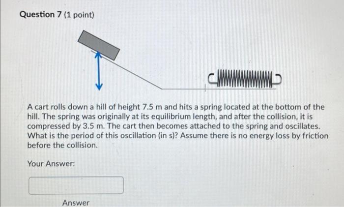 Solved Question 7 (1 point) A cart rolls down a hill of | Chegg.com