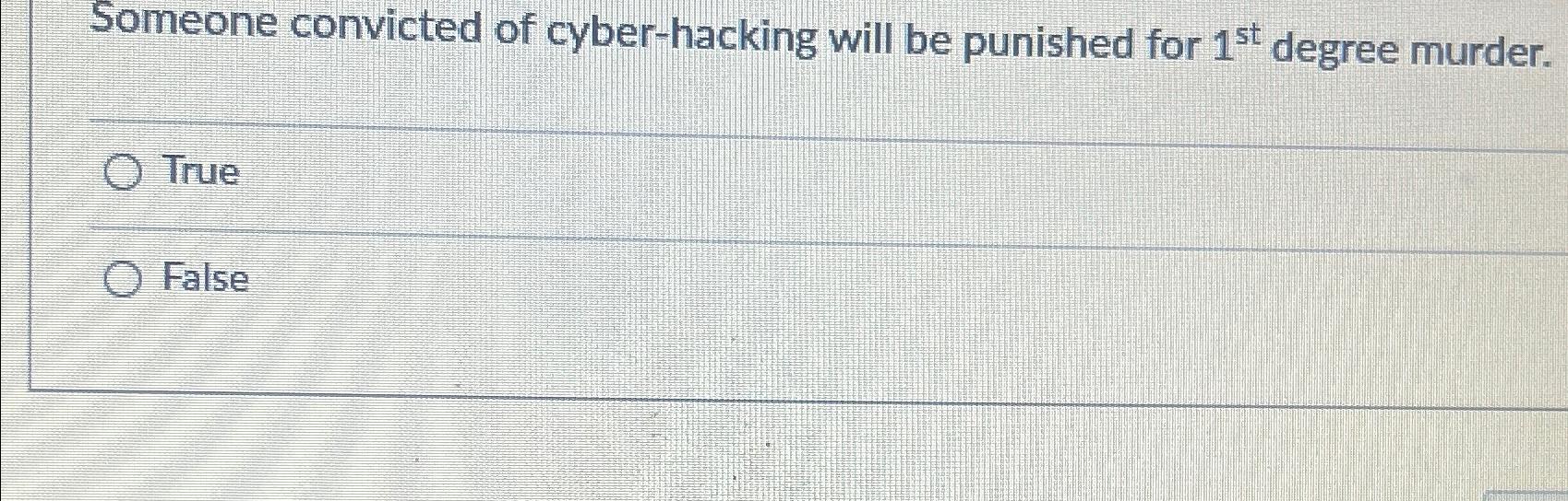 Solved Someone convicted of cyber-hacking will be punished | Chegg.com