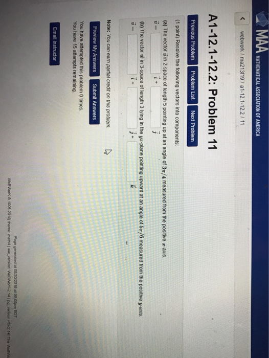 Solved MAA MATHEMATICAL ASSOCIATION OF AMERICA webwork / | Chegg.com