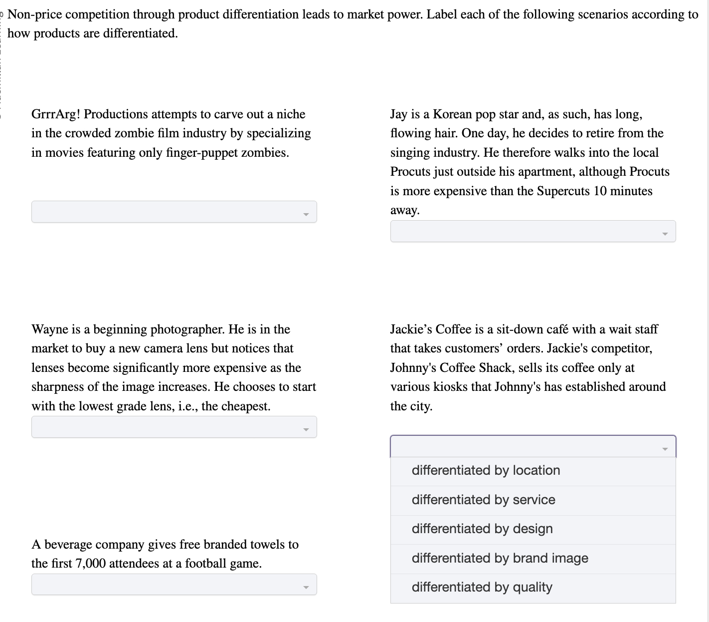 Solved Non-price competition through product differentiation | Chegg.com